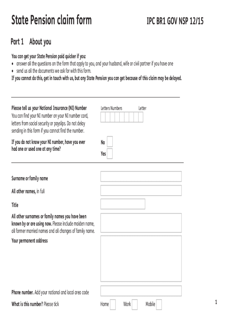 Fillable Online International State Pension claim form Fax Email Print - pdfFiller