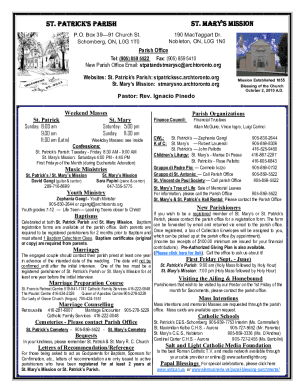 Fillable Online Patricks Parish: Tuesday - Friday 8:30 AM - 9:00 AM Fax ...