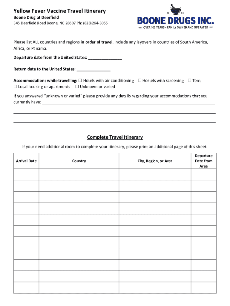 Fillable Online Yellow Fever Vaccine Now Available at Boone Drug Fax ...