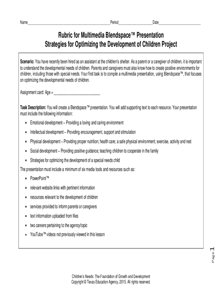 Fillable Online Rubric for Multimedia Blendspace Presentation ...