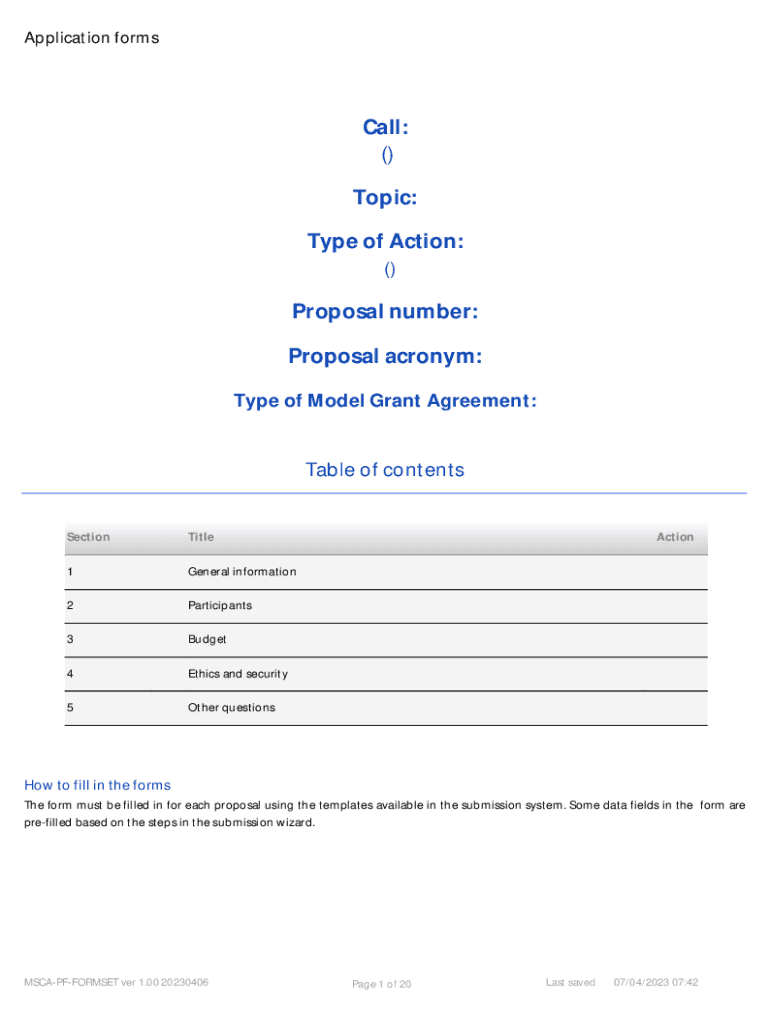 Fillable Online insert programme name (acronym) Model Grant Agreement ...
