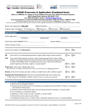 Fillable Online ECEAP Prescreen & Application (Combined form) and ...
