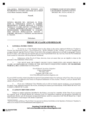 Fillable Online PROOF OF CLAIM AND RELEASE Fax Email Print - pdfFiller
