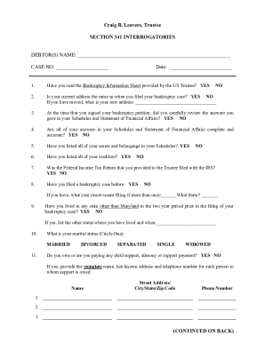 Fillable Online (CONTINUED ON BACK) Craig B. Leavers, Trustee SECTION ...