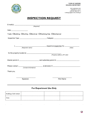 Fillable Online INSPECTION REQUEST - Surfside Fax Email Print - pdfFiller
