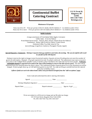 Fillable Online Continental Buffet Catering Contract - Deisings Bakery ...