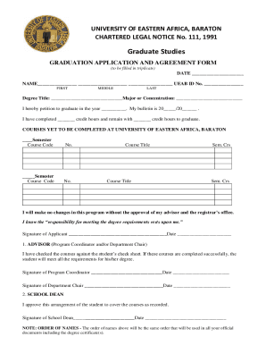 Fillable Online ueab ac undergraduate graduation application and agreement form Fax Email Print ...