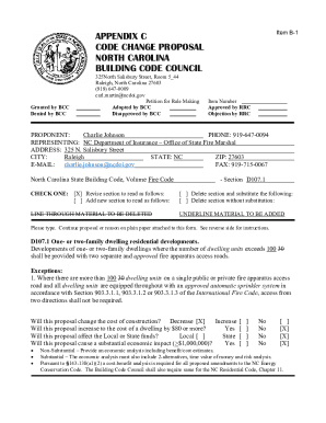 Fillable Online Appendix C: Code Change Proposal North Carolina Building Code Fax Email Print ...