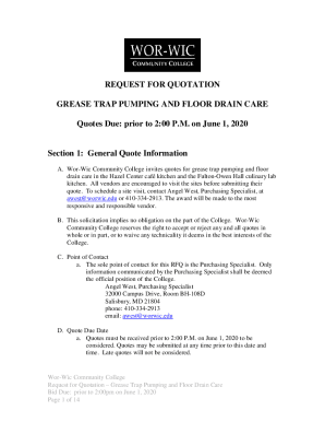 Fillable Online REQUEST FOR QUOTATION GREASE TRAP PUMPING AND ... Fax ...