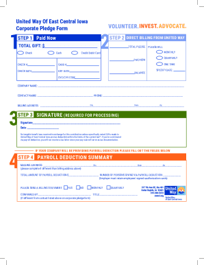 Fillable Online UNITED WAY PLEDGE FORM DIRECT MY GIFT ... Fax Email ...