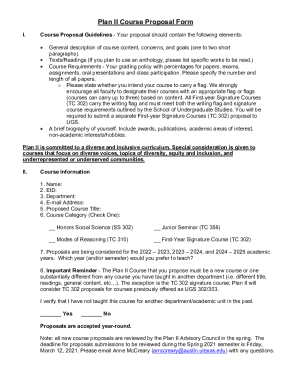 Fillable Online Plan II Course Proposal Form Fax Email Print - pdfFiller
