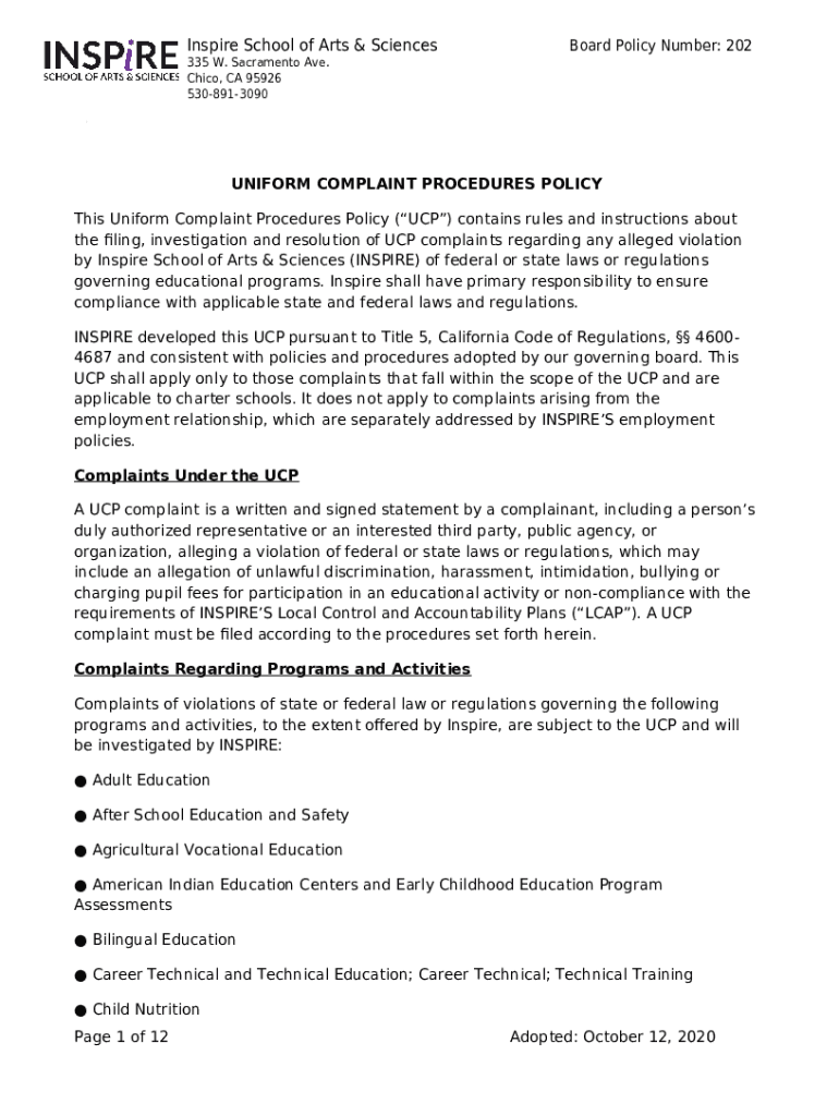 Uni Complaint Procedures (UCP) Policies and ... Doc Template | pdfFiller