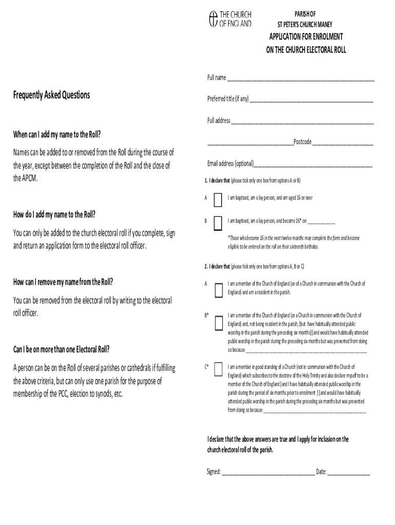 Fillable Online Application-for-Enrolment-Electoral-Roll.pdf Fax Email Print - pdfFiller