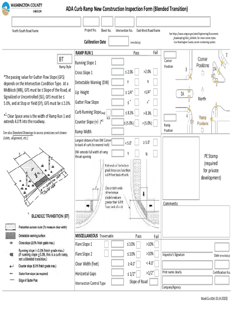 Fillable Online ADA Curb Ramp Inspection Form - Parallel Fax Email ...