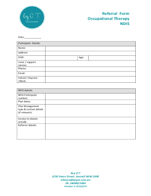 Fillable Online Referral Form Occupational Therapy NDIS Fax Email Print ...