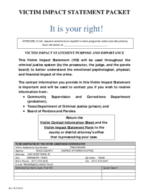 Fillable Online co hood tx Victim Impact Statement Packet Just for Kids ...
