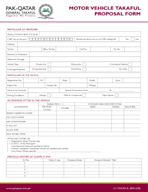 Fillable Online Motor Vehicle Takaful Proposal form Fax Email Print ...