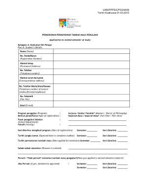 Fillable Online form for extension of study Fax Email Print - pdfFiller