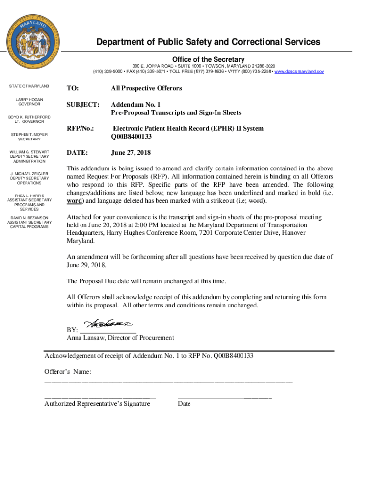 Fillable Online Department of Public Safety and Correctional Services ...