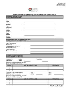 Fillable Online borang permohonan pertukaran bidang minor (application ...