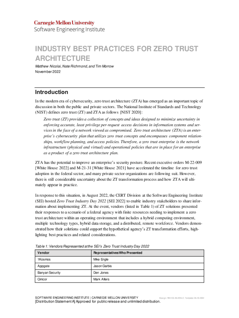 Fillable Online INDUSTRY BEST PRACTICES FOR ZERO TRUST ... Fax Email ...