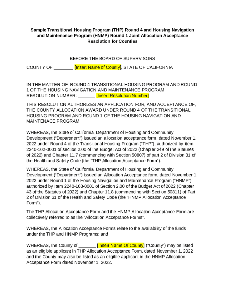 THP Round 4 HNMP Round 1 Resolution template and checklist. THP Round 4 HNMP Round 1 Resolution ...