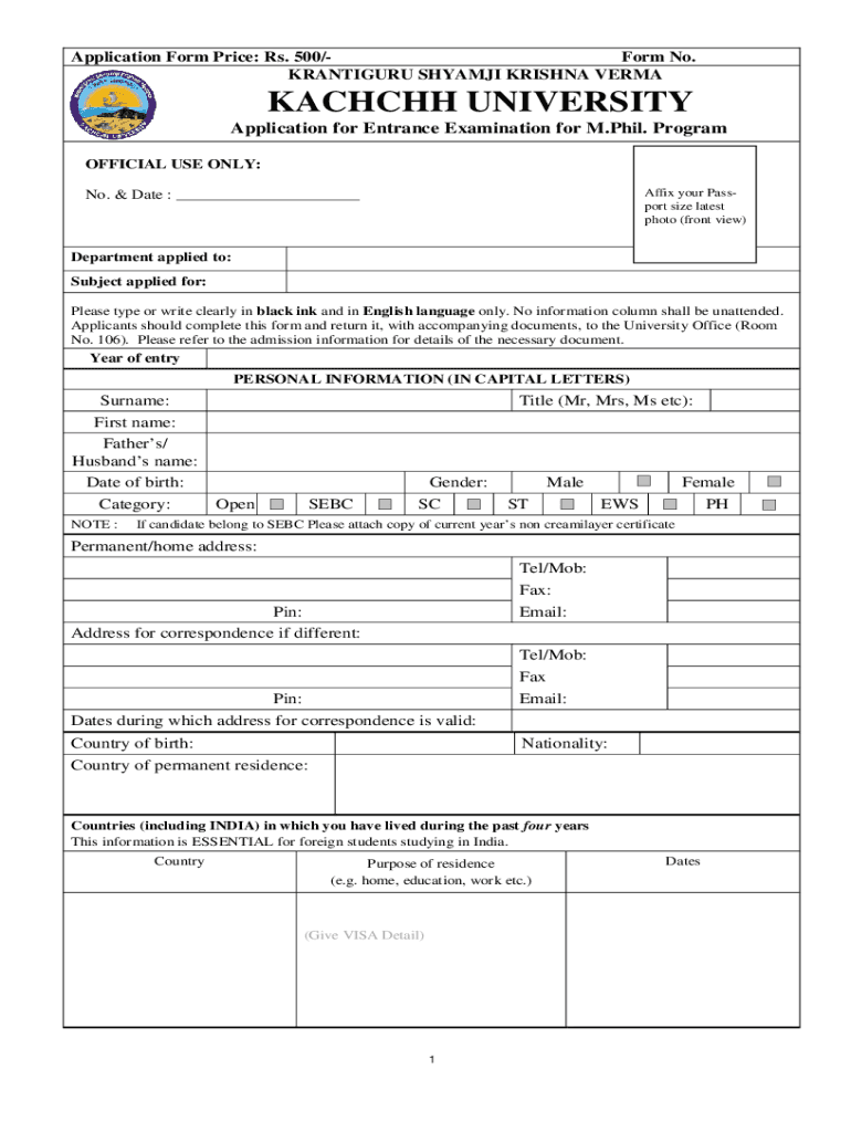 Fillable Online Application Form Price: Rs. 100 Fax Email Print - pdfFiller