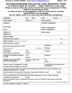 Adult Specialist Palliative Care (SPC) Referral Doc Template | pdfFiller