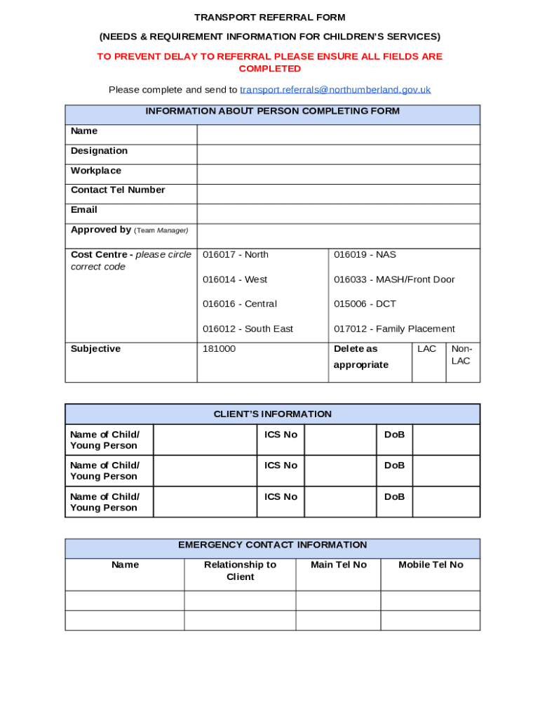 Referral for Transportation Services and Physician ... Doc Template ...