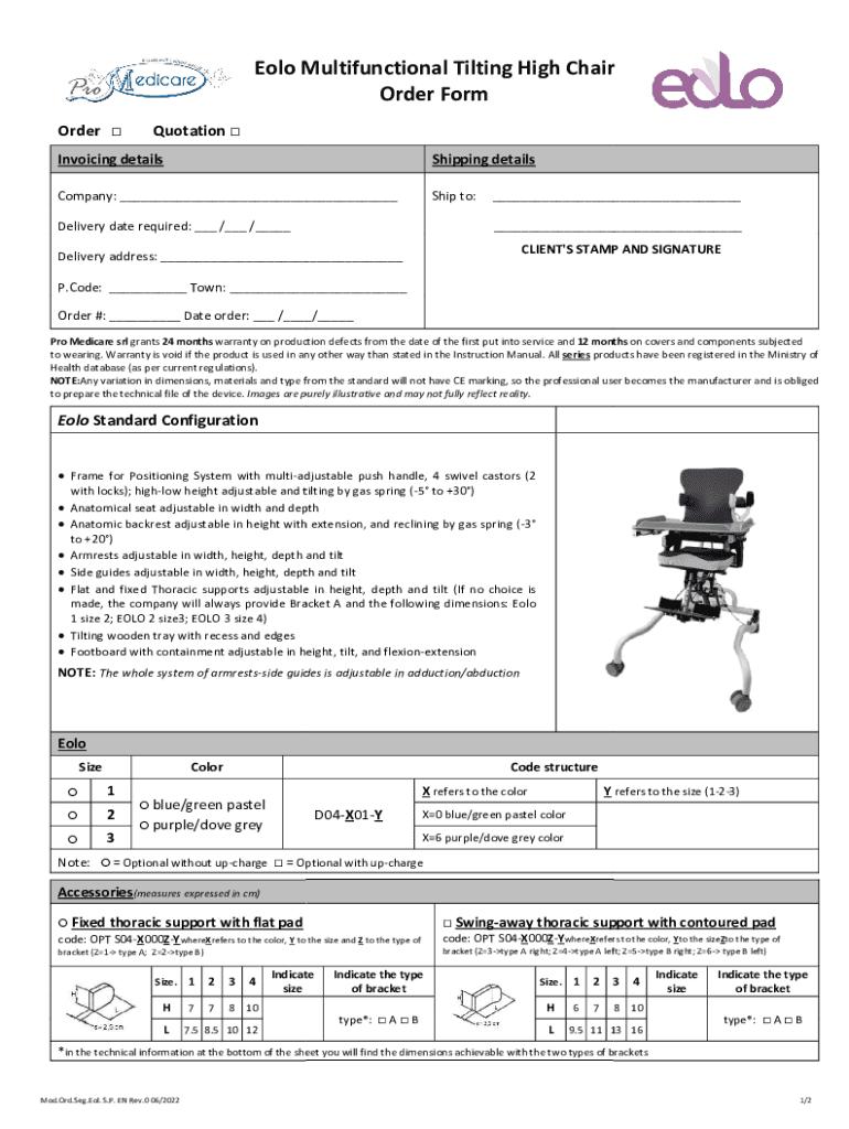 Fillable Online Eolo Multifunction Eolo Multifunctional Tilting High ...