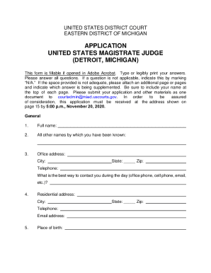Fillable Online APPLICATION UNITED STATES MAGISTRATE JUDGE ( ... Fax ...