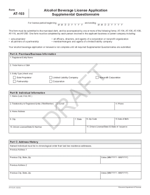 Fillable Online 2023 Form AT-103 Alcohol Beverage License Application ...