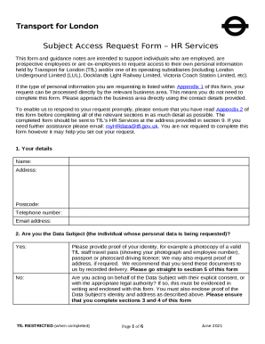 HRS Subject Access Request . Data Protection Doc Template | pdfFiller