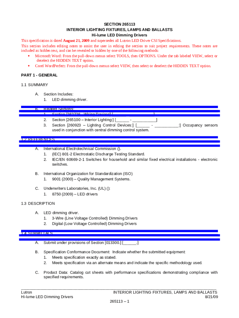 INTERIOR LIGHTING FIXTURES, LAMPS, AND BALLASTS Doc Template | pdfFiller