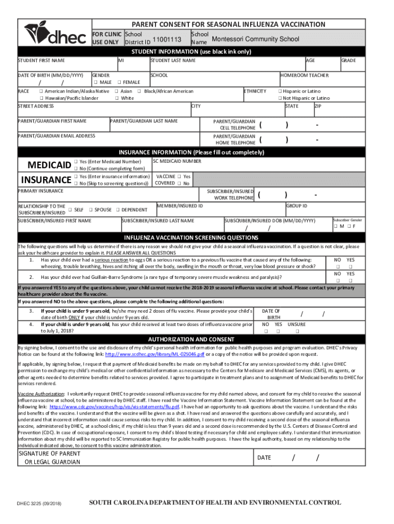 Fillable Online Flu Vaccine by Injection consent form Fax Email Print ...