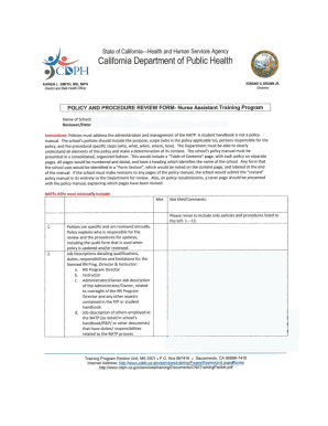 Fillable Online CDPH POLICY AND PROCEDURE SAMPLE FORMAT Fax Email Print ...