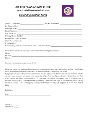 Fillable Online New or Returning Client Registration Form Fax Email Print - pdfFiller