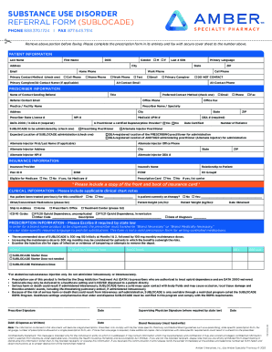 Fillable Online SUBSTANCE USE DISORDER REFERRAL FORM ( ... Fax Email ...