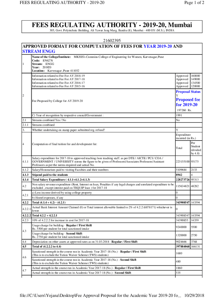Fillable Online FEES REGULATING AUTHORITY - Maharashtra ... Fax Email ...