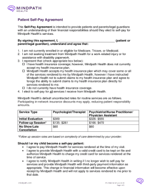 Fillable Online Mindpath Health Self-Pay Form Fax Email Print - pdfFiller
