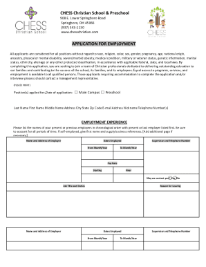 Fillable Online CHESS Christian School & Preschool APPLICATION FOR ...