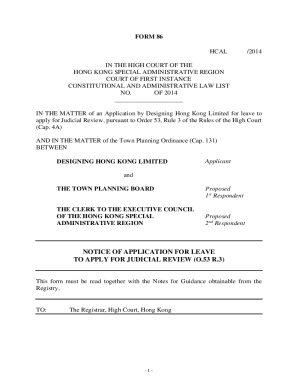Fillable Online IN THE HIGH COURT OF THE HONG ... - Department of ...