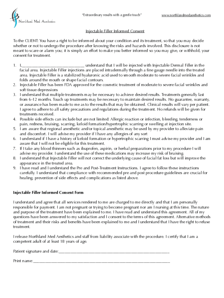 Fillable Online Injectible Filler Informed Consent Form Fax Email Print - pdfFiller