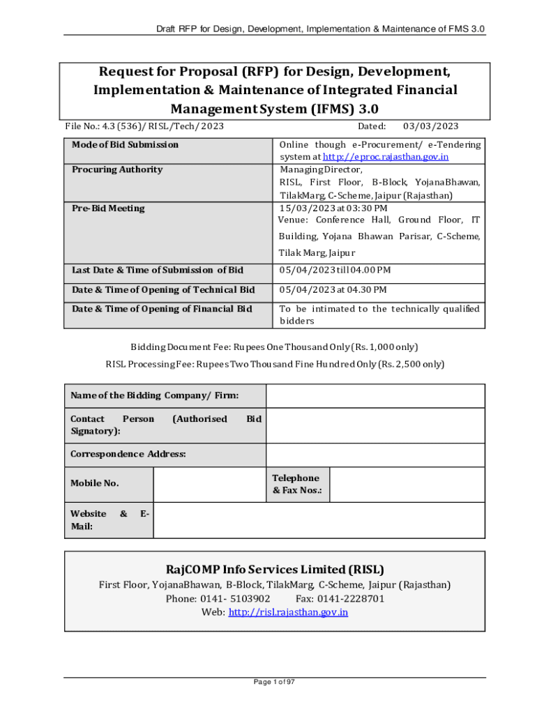Fillable Online risl rajasthan gov Writing an RFP for Software ...