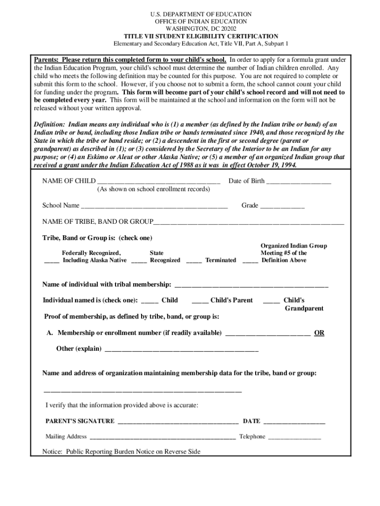 Fillable Online Title VII: The Indian Education Program-Fact Sheet Fax ...