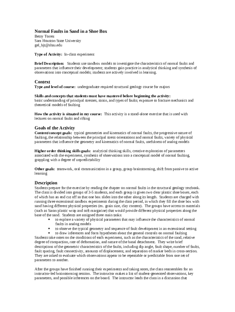 Demonstrating Normal Faults in Sand in a Shoe Box - d32ogoqmya1dw8 ...