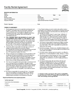 Fillable Online Facility Rental Agreement - rev Fax Email Print - pdfFiller