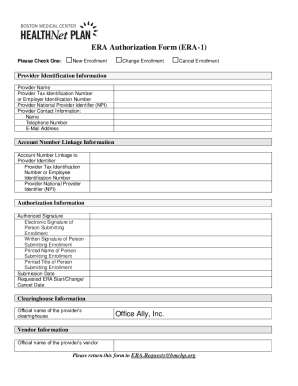 Fillable Online EFT/ERA Authorization Agreement InstructionsProviders ...