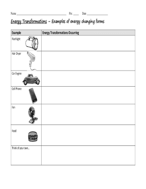 Fillable Online Energy Transformations Examples of energy changing ...