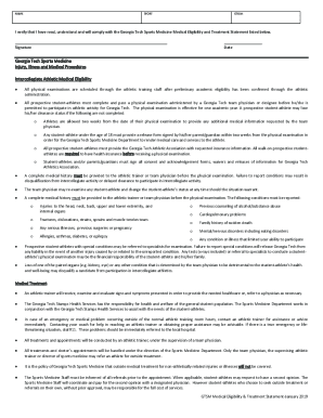 Fillable Online Georgia Tech Sports Medicine Fax Email Print - pdfFiller